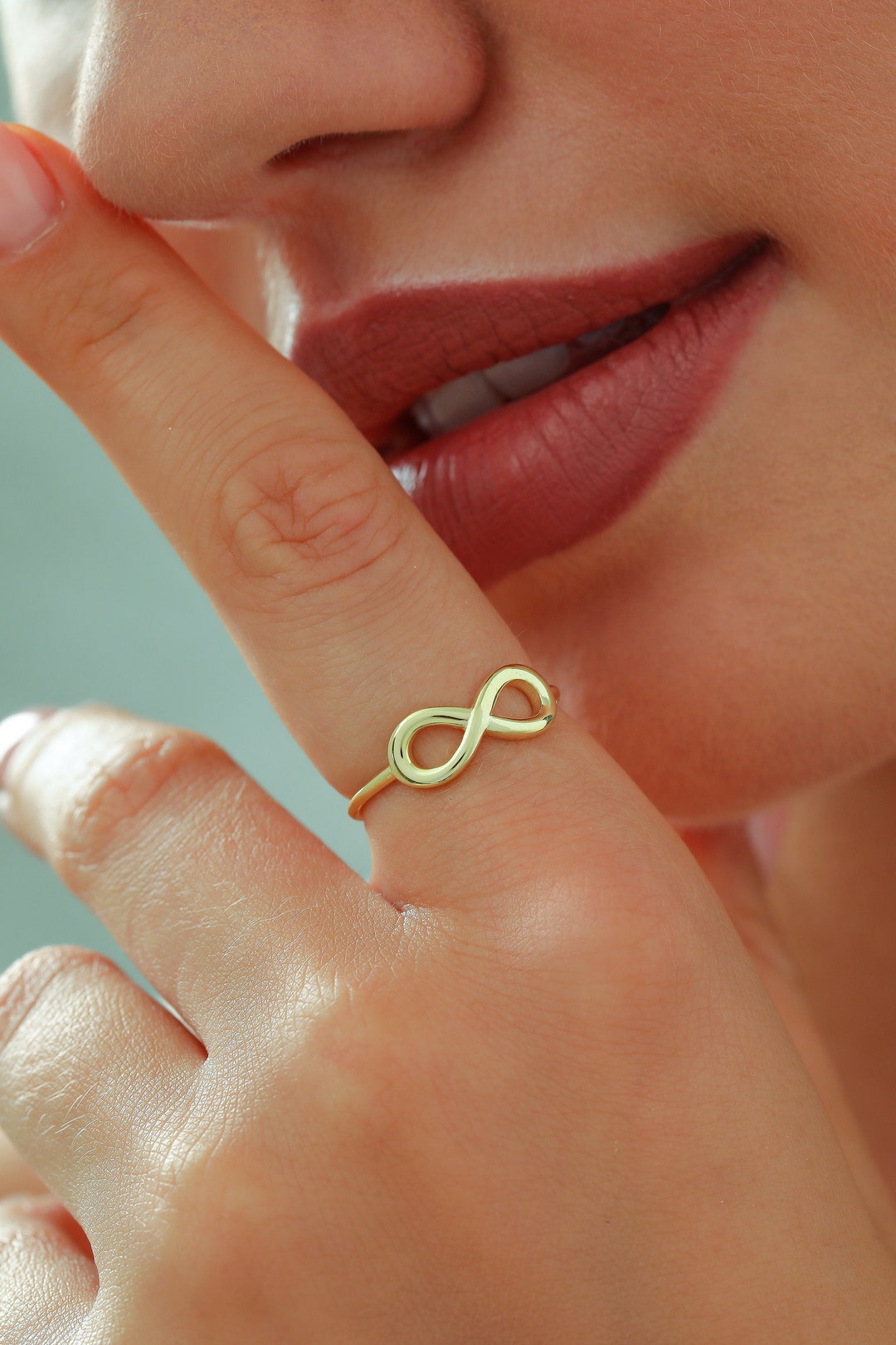 14k Solid Gold Infinity Promise Ring, Minimalist Forever Love Ring ...