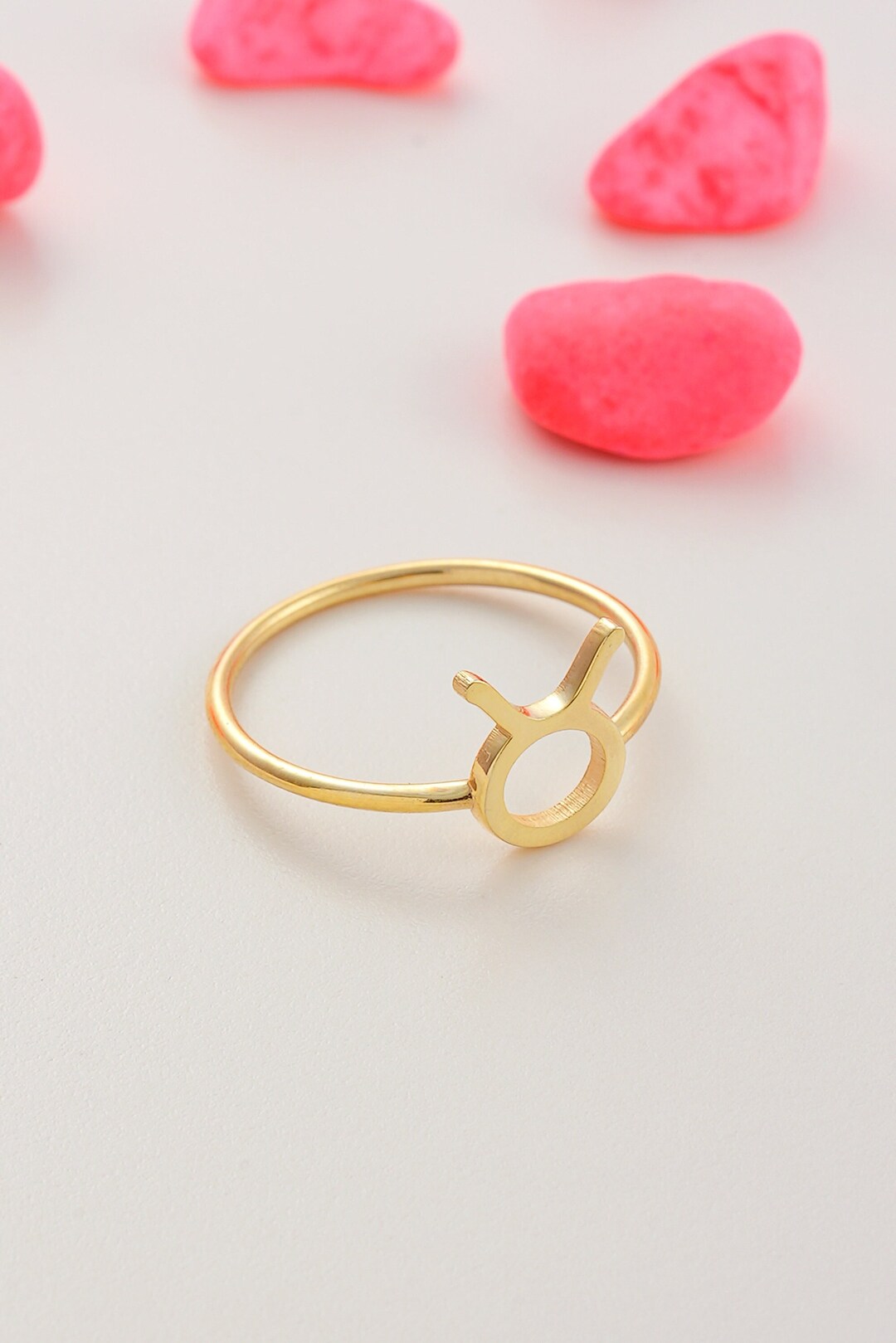 14k 18k 10k Solid Gold Taurus Zodiac Sign Ring, Delicate Zodiac Sign ...