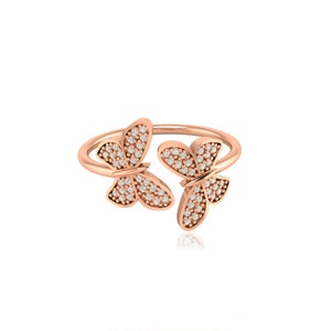 Gold Diamond Dazzling Butterflies Ring, Nature Rings for Women ...