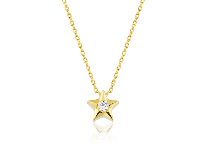 Mini Star Necklace With 14K Solid Gold Tiny Diamond Star - Etsy