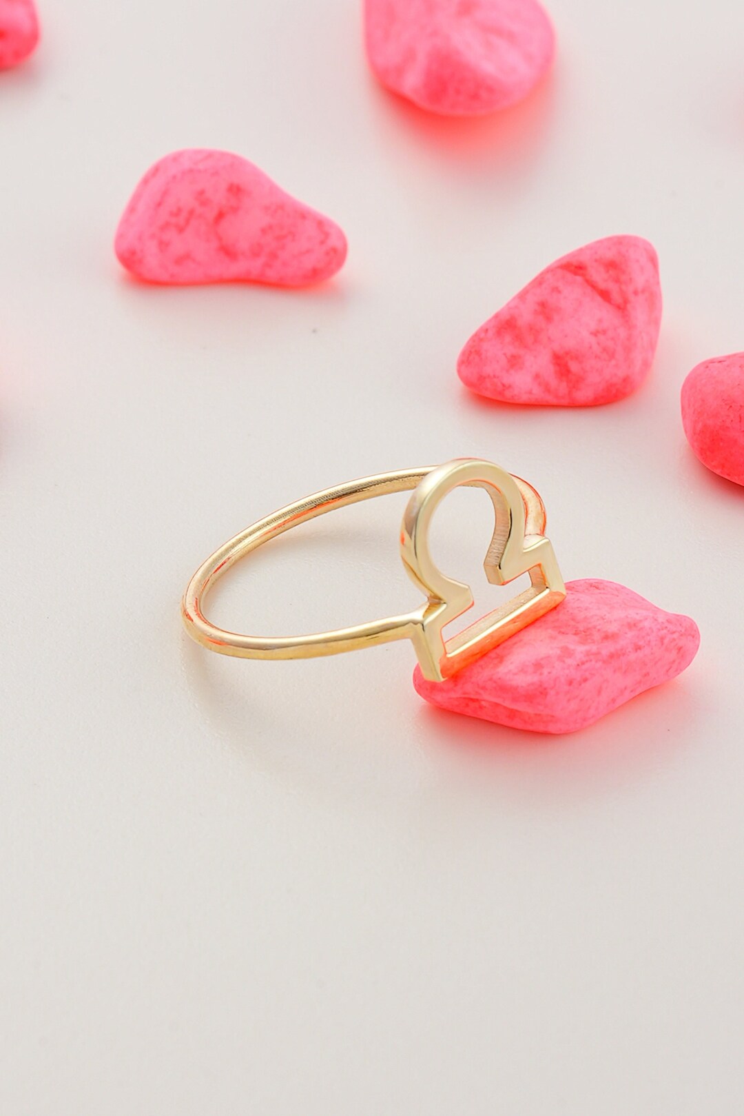 14k 18k 10k Solid Gold Libra Zodiac Sign Ring, Minimal Zodiac Sign ...