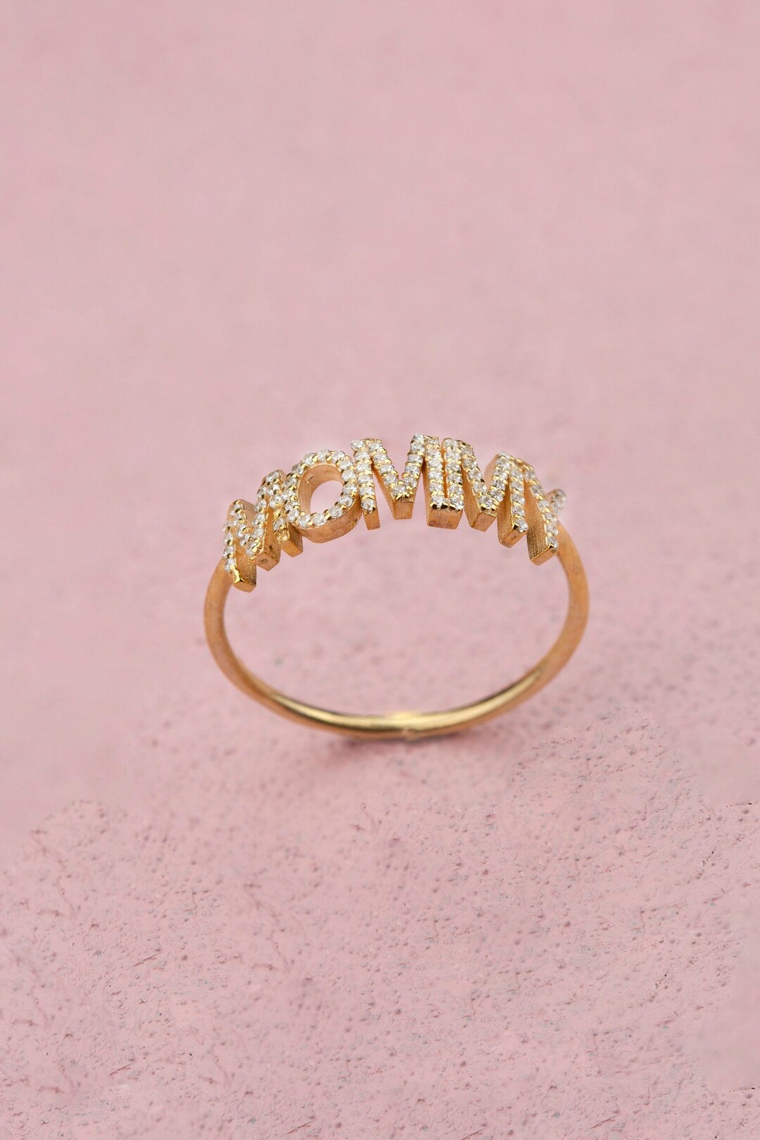 Dainty Gold Diamond Mommy Mothers Ring, Mothers Day Gift Jewelry ...