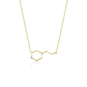 14k 18k Gold Chemistry Science Necklace for Women, Gold CZ Molecular ...