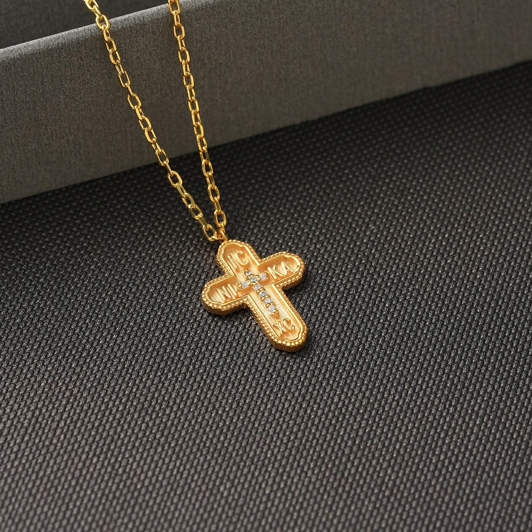 Orthodox Cross Necklace Women, 14k 18k 10k CZ Gold Byzantine ICXC NIKA ...