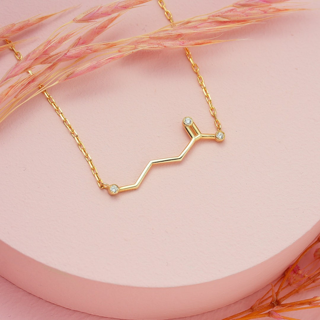 Gold Diamond Molecule Gaba Calming Yoga Necklace, 14k 18k 10k Gold ...