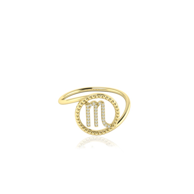 Scorpio Zodiac Sign Diamond Ring Solid Gold Astrology Ring - Etsy