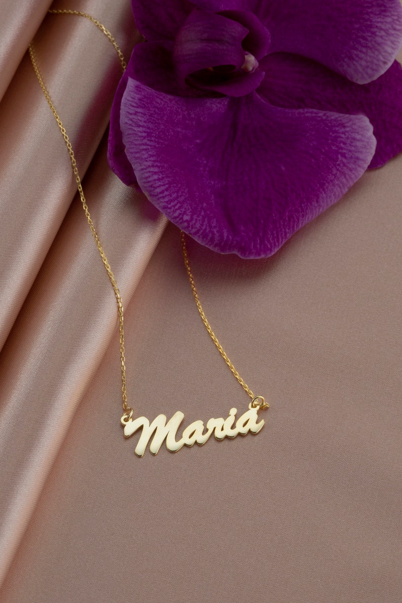 14K 18K 10K Solid Gold Personalized Name Necklace Dainty Gold - Etsy