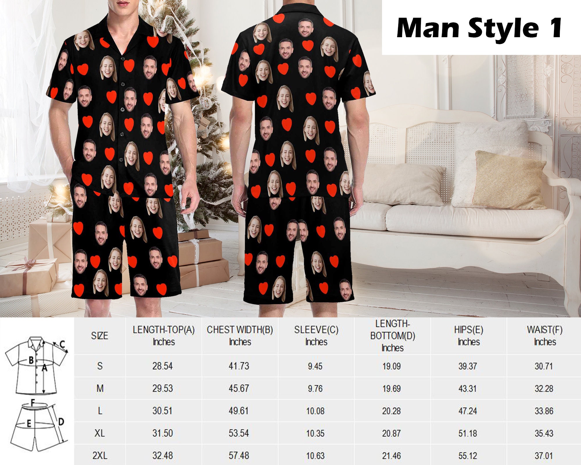 Ensemble Pyjama Personnalisé Avec Visage Photo Personnalisés Pour ...