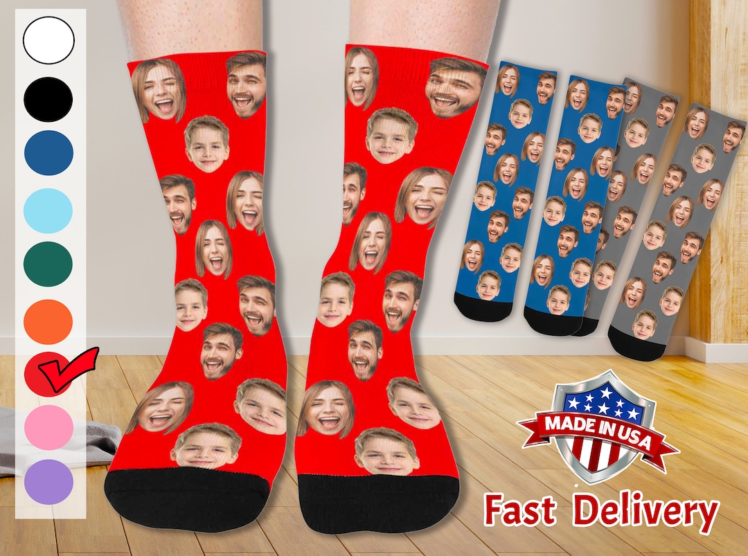 Custom Face Socks, Personalized Photo Socks, Made in USA - Etsy