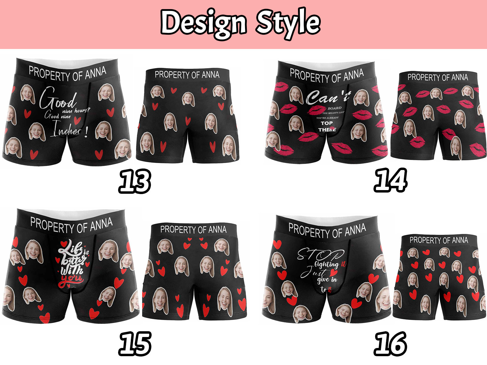Custom Face Boxers with Name, Personalized Photo Underwear, Picture ...