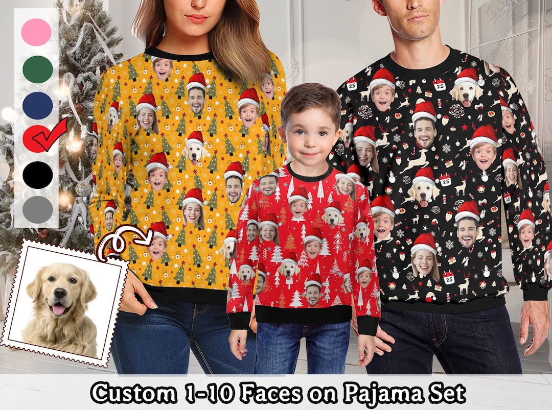 Personalized Ugly Christmas Sweater With Face, Custom Family Photo ...
