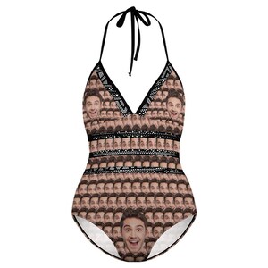 Custom Large Size Swimsuit With Photo, Personalized Face Women Swimwear ...