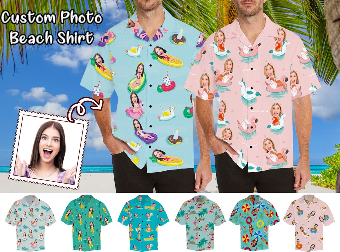 Personalized Beach Shirt With Face, Custom Hawaiian Shirt With Photo ...