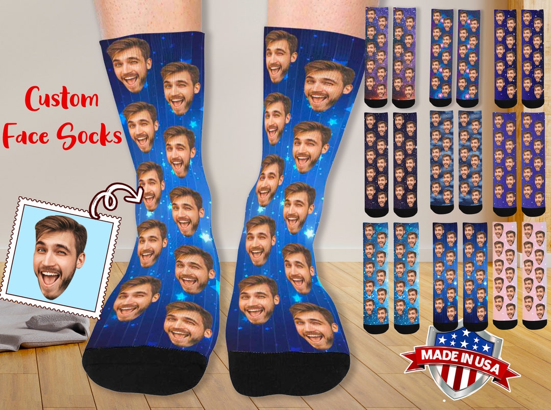 Custom Starry Sky Socks With Face Made in USA, Personalized Socks With ...