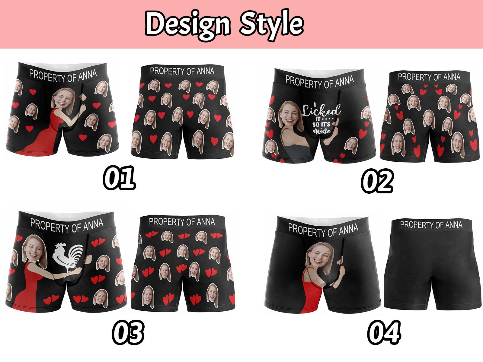 Custom Face Boxers with Name, Personalized Photo Underwear, Picture ...