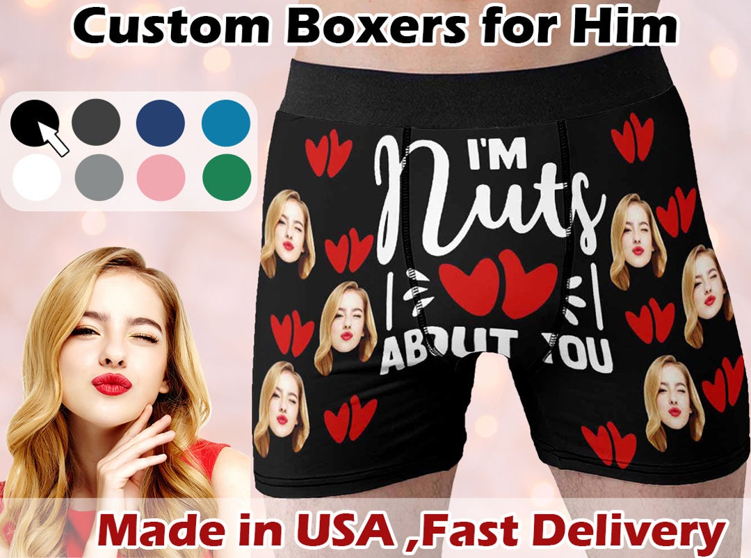 Custom Boxers With Face, Personalized Im Nuts About You Underwear With ...