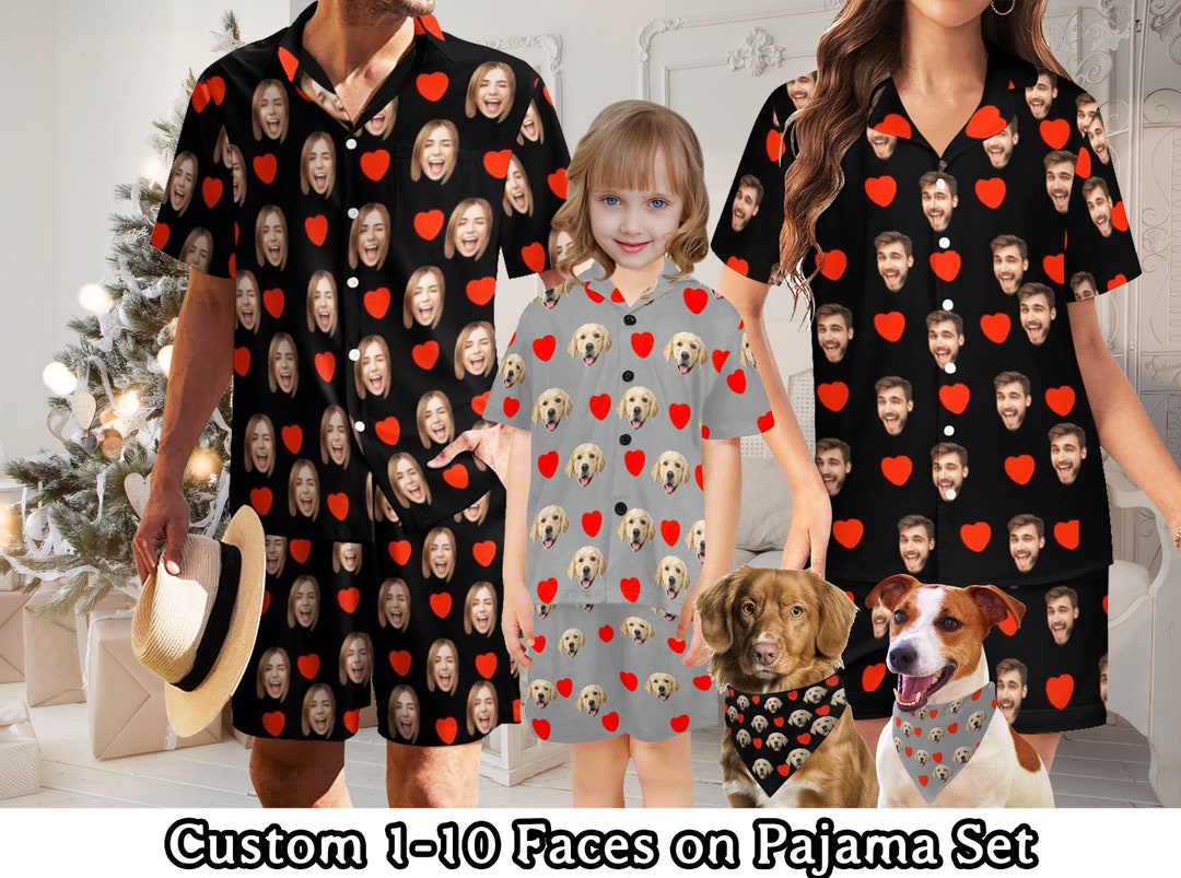 Custom Family Pajamas With Picture, Personalized Pet Photo Pajama Set ...