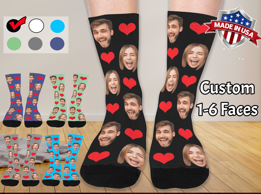 Custom Socks With Face, Personalized Heart Socks With Photo ...