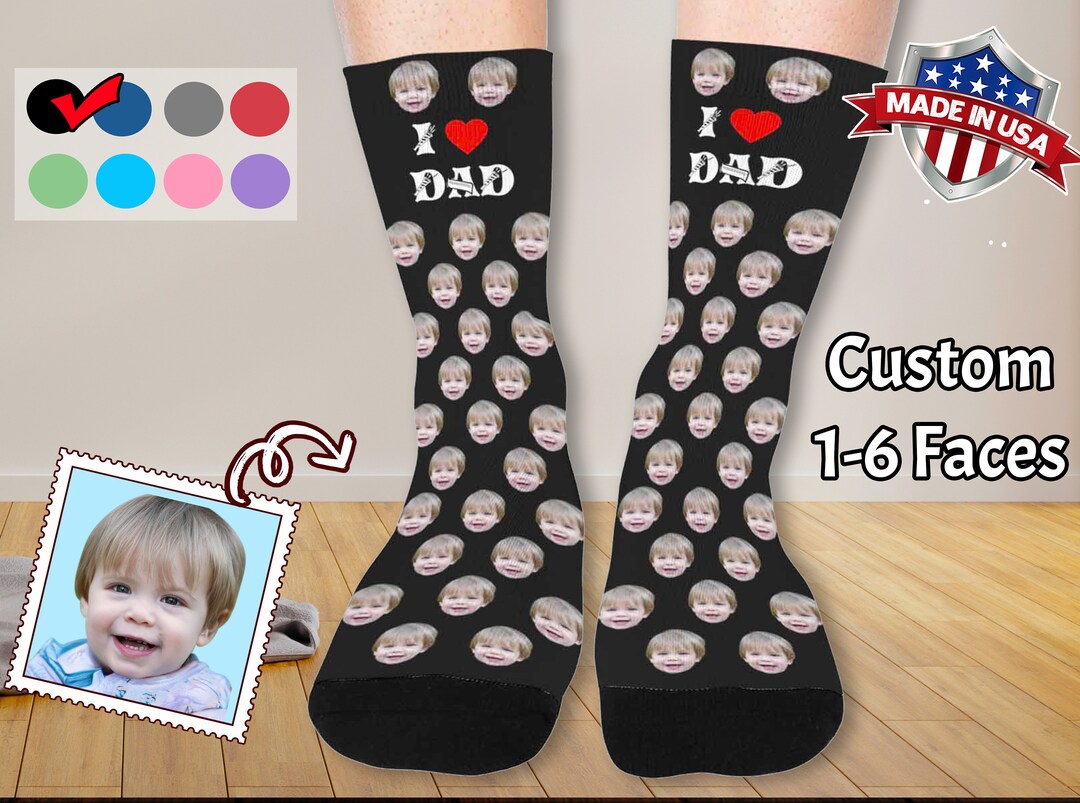 Custom Face Socks for Dad, Custom Photo Sock Made in USA, Custom Socks ...