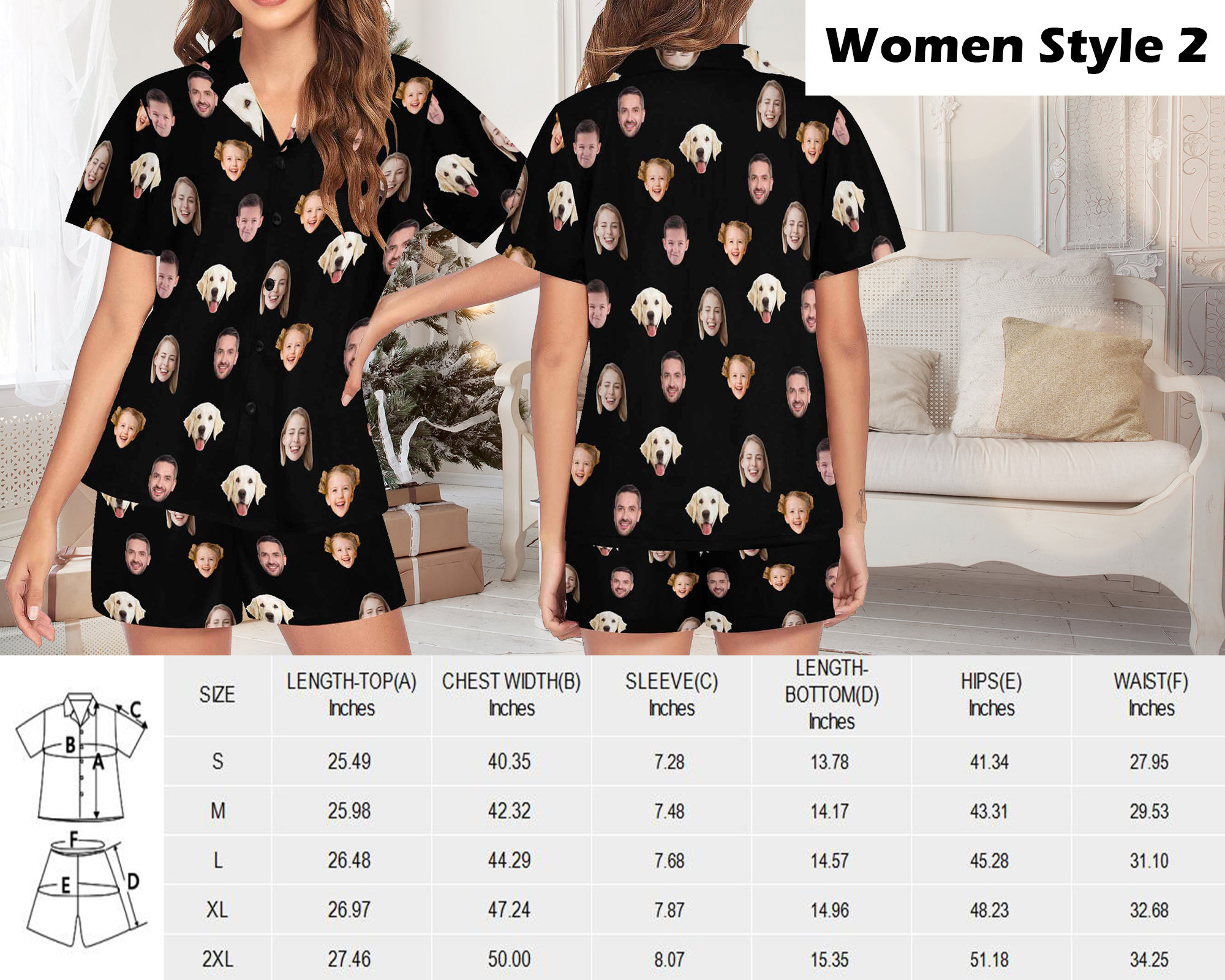 Ensemble Pyjama Personnalisé Avec Visage Photo Personnalisés Pour ...