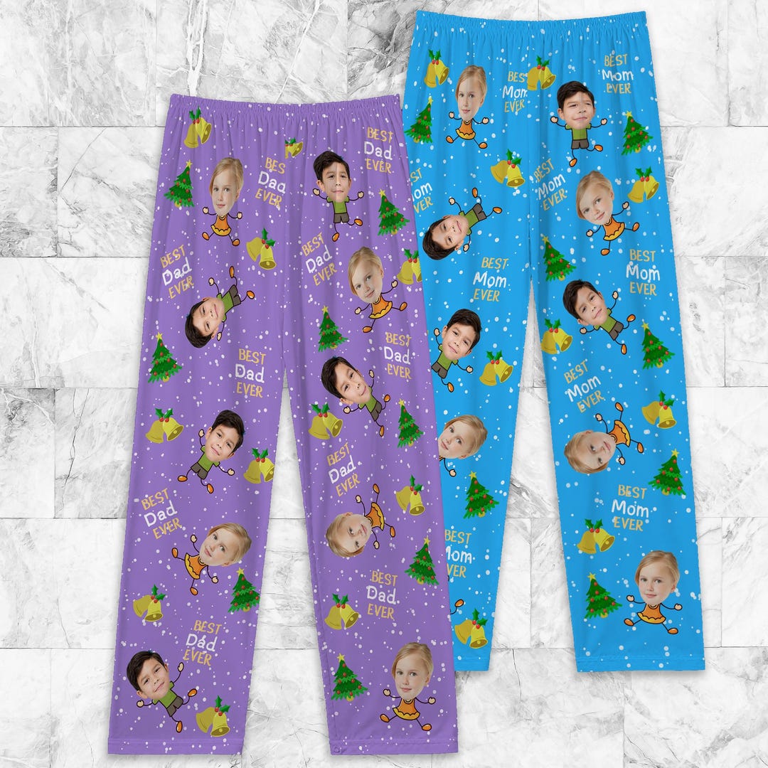 Personalized Photo Pajama Pants, Custom Face Trousers Valentine's Day ...
