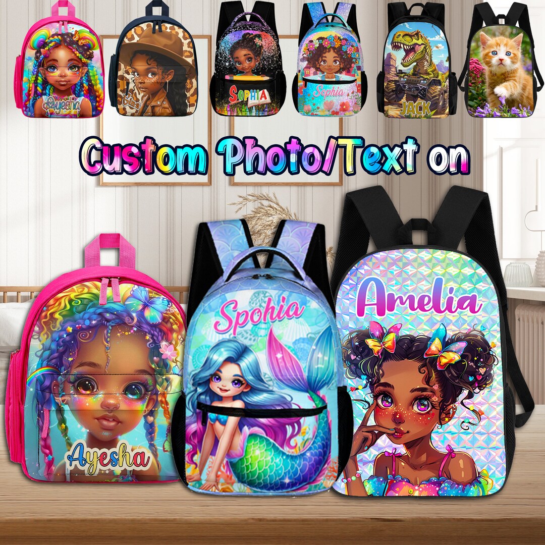 Personalized Photo Backpack, Custom Name School Bookbag - Etsy