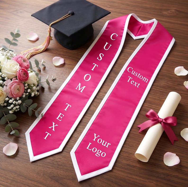 Custom Text Graduation Stole,personalized Logo Graduation Stole,class ...