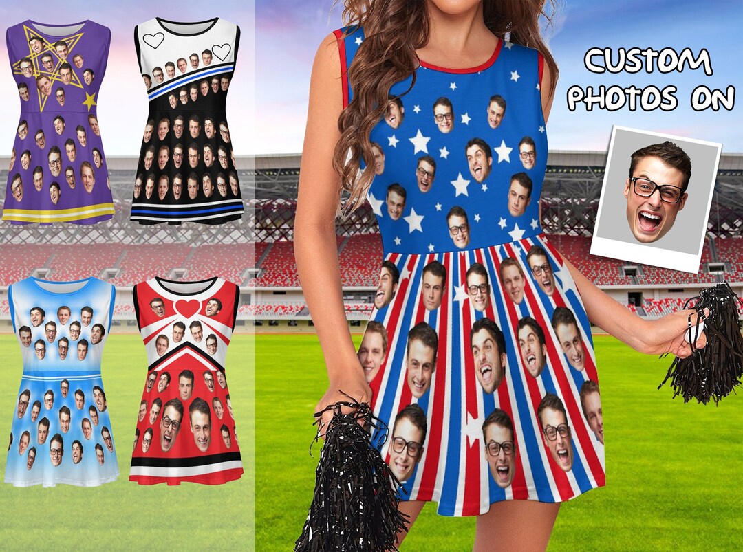 Custom Cheerleading Uniform With Face,personalized Photo Cheerleader ...
