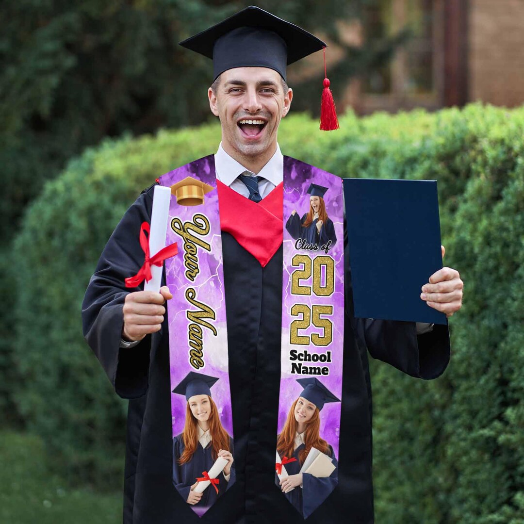 Custom Graduation Stole With Photo Text, Your School Name Personalized ...