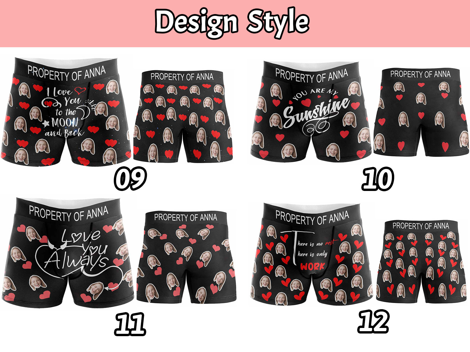 Custom Face Boxers with Name, Personalized Photo Underwear, Picture ...