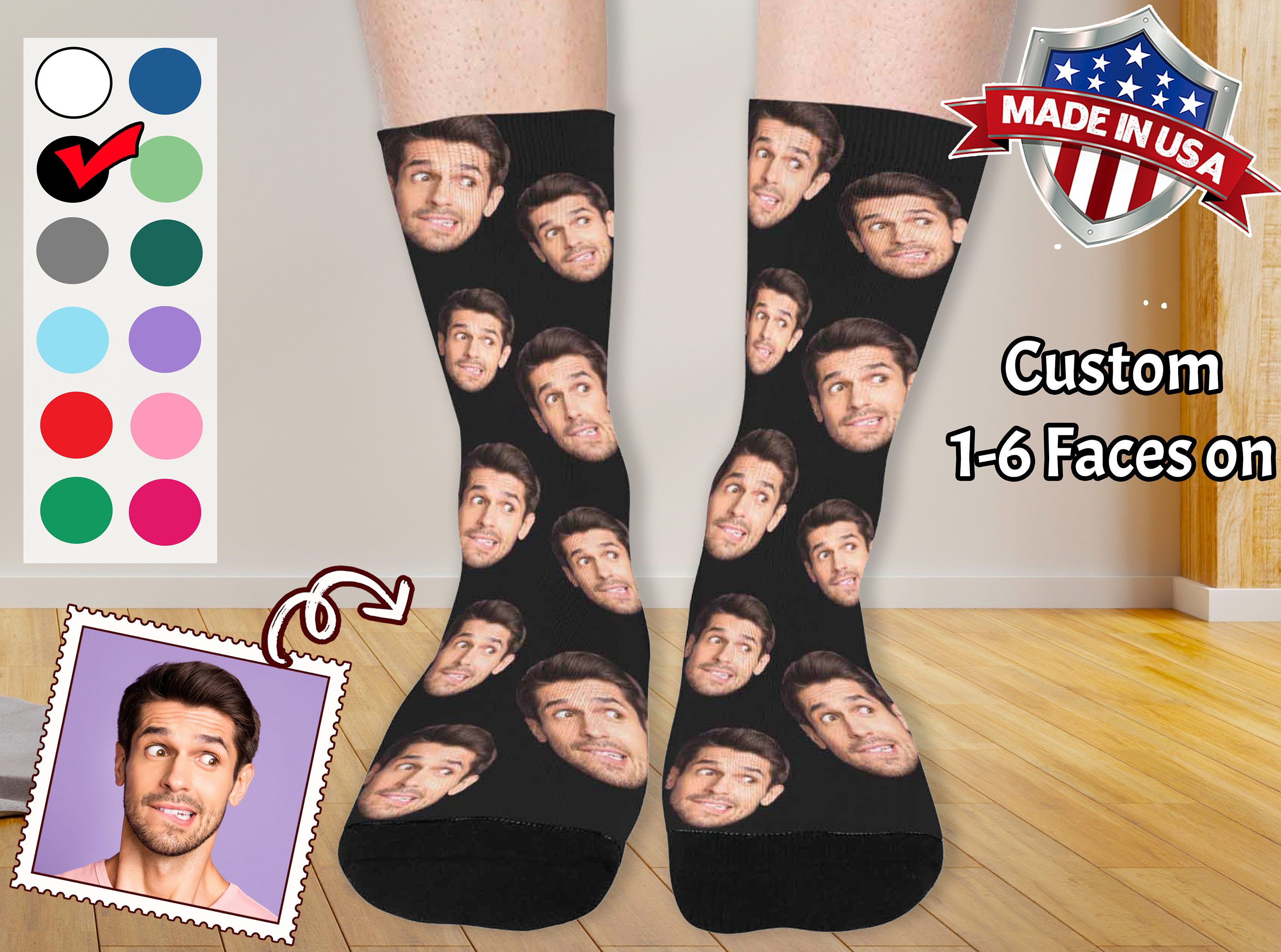 Custom Socks with Face Made in USA, Personalized Socks with Picture ...