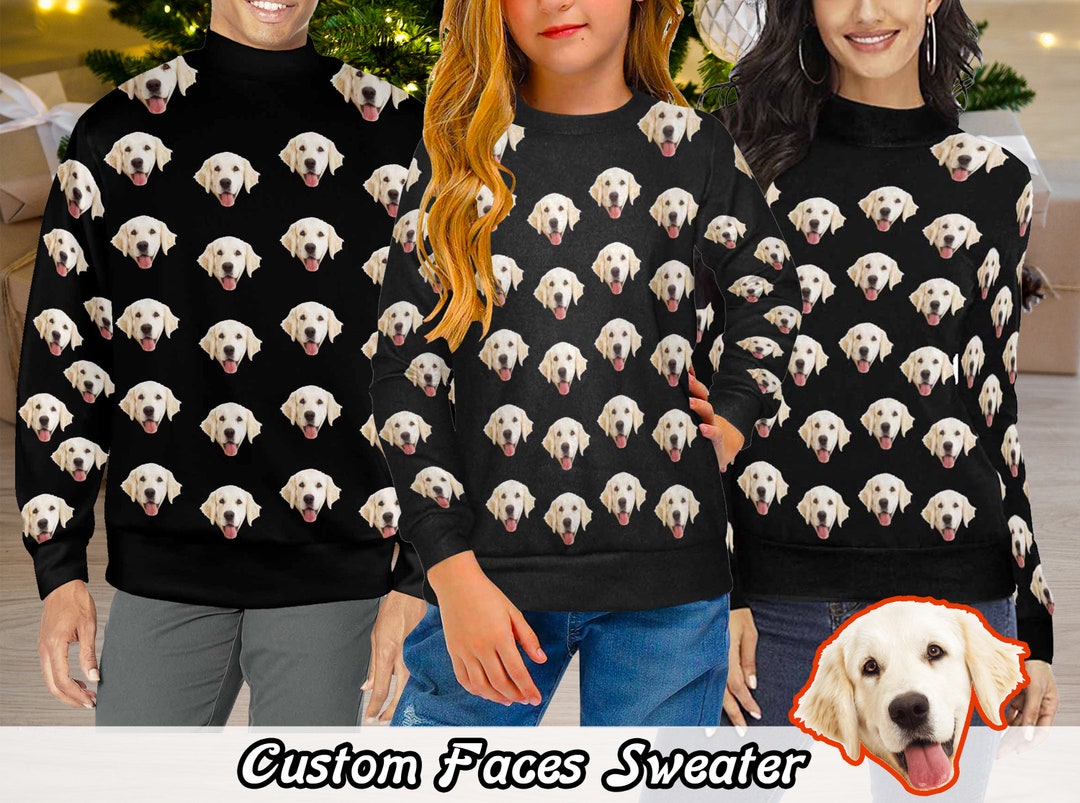 Custom Sweater With Dog Face, Personalized Photo Sweater, Dogs Picture ...