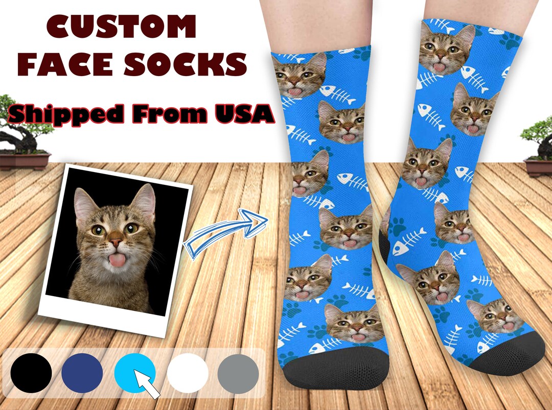 Custom Cat Face Socks Personalized Pet Photo Unisex Socks - Etsy