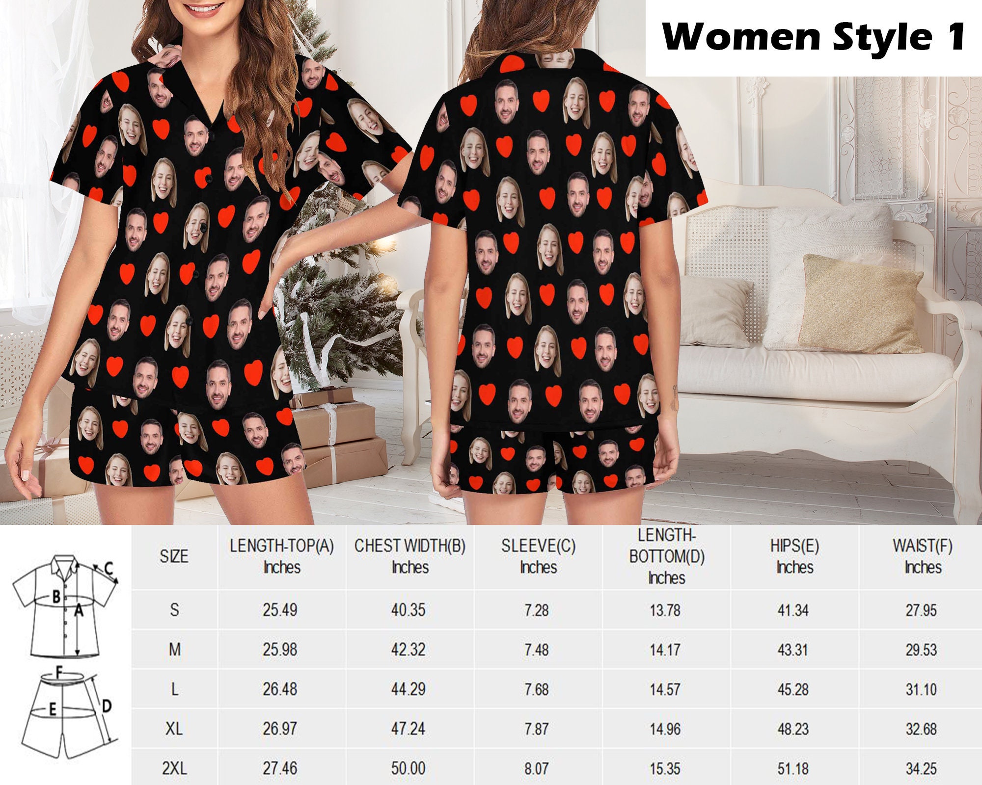 Ensemble Pyjama Personnalisé Avec Visage Photo Personnalisés Pour ...