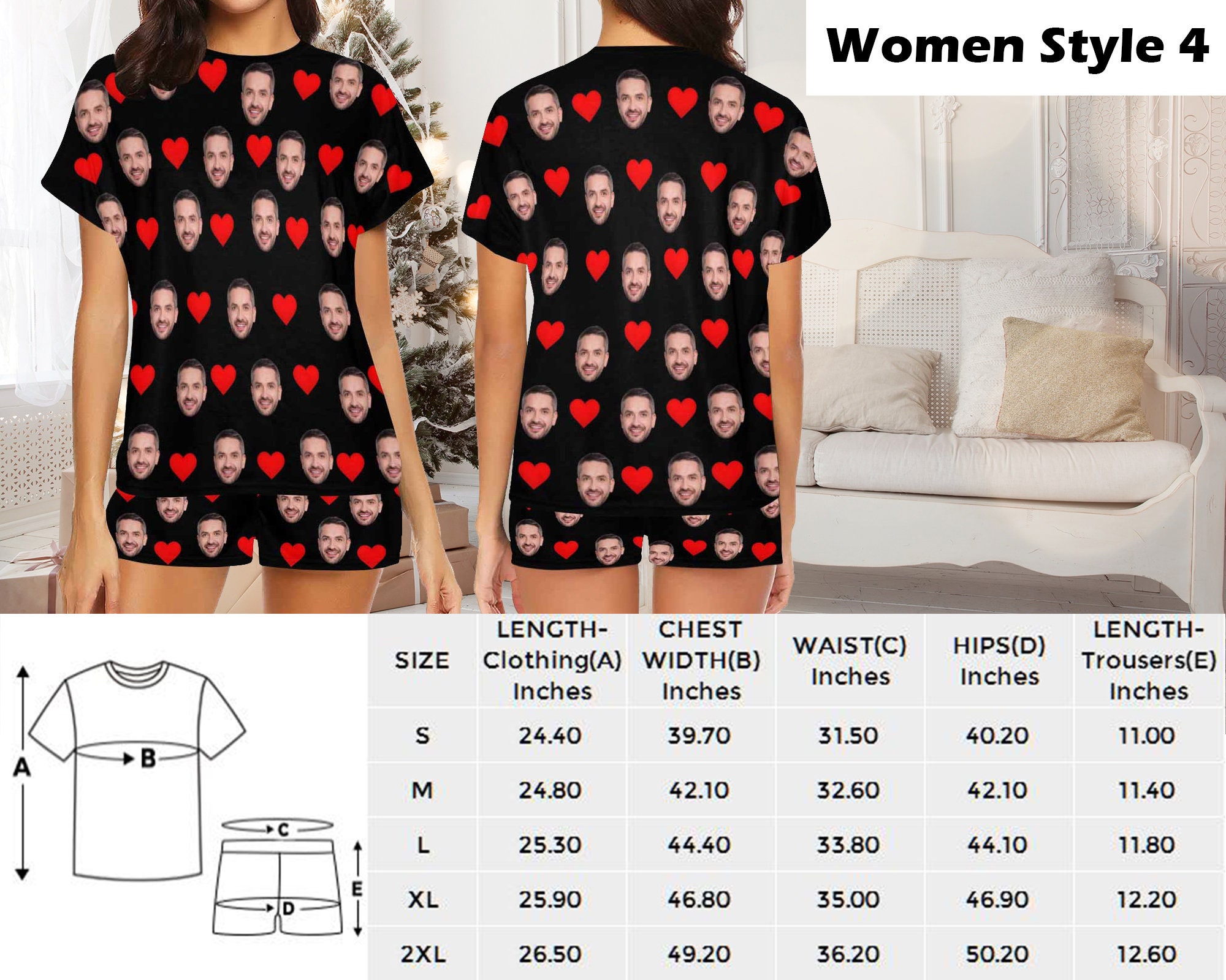 Ensemble Pyjama Personnalisé Avec Visage Photo Personnalisés Pour ...