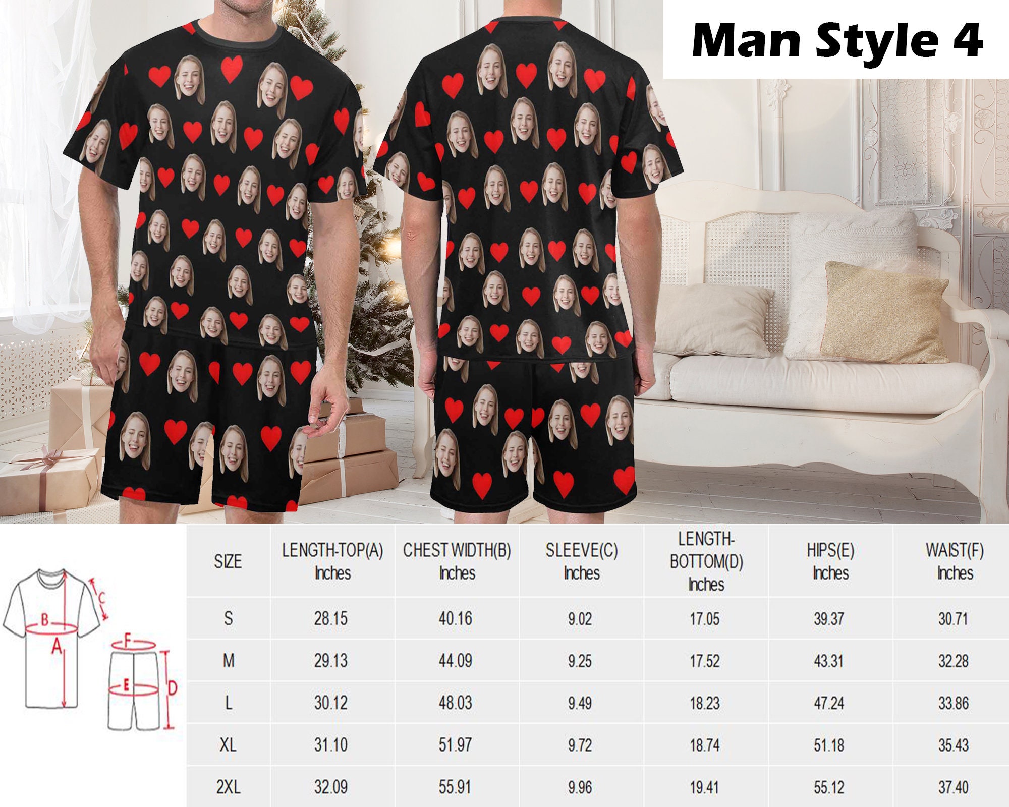 Ensemble Pyjama Personnalisé Avec Visage Photo Personnalisés Pour ...