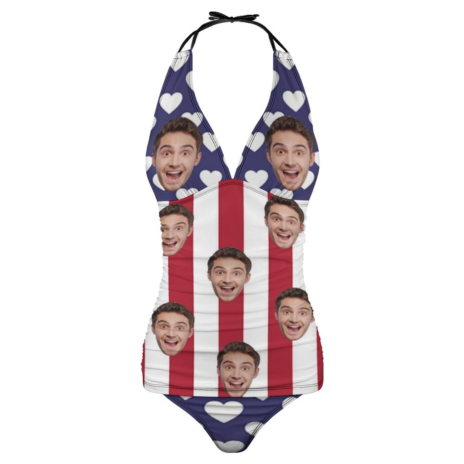 Custom Face American Flag Swimsuit, Personalized Patriotic Bathing Suit ...