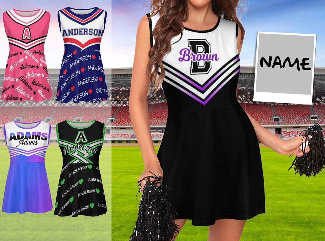 Custom Cheerleading Uniform With Text, Personalized Name Cheerleader ...