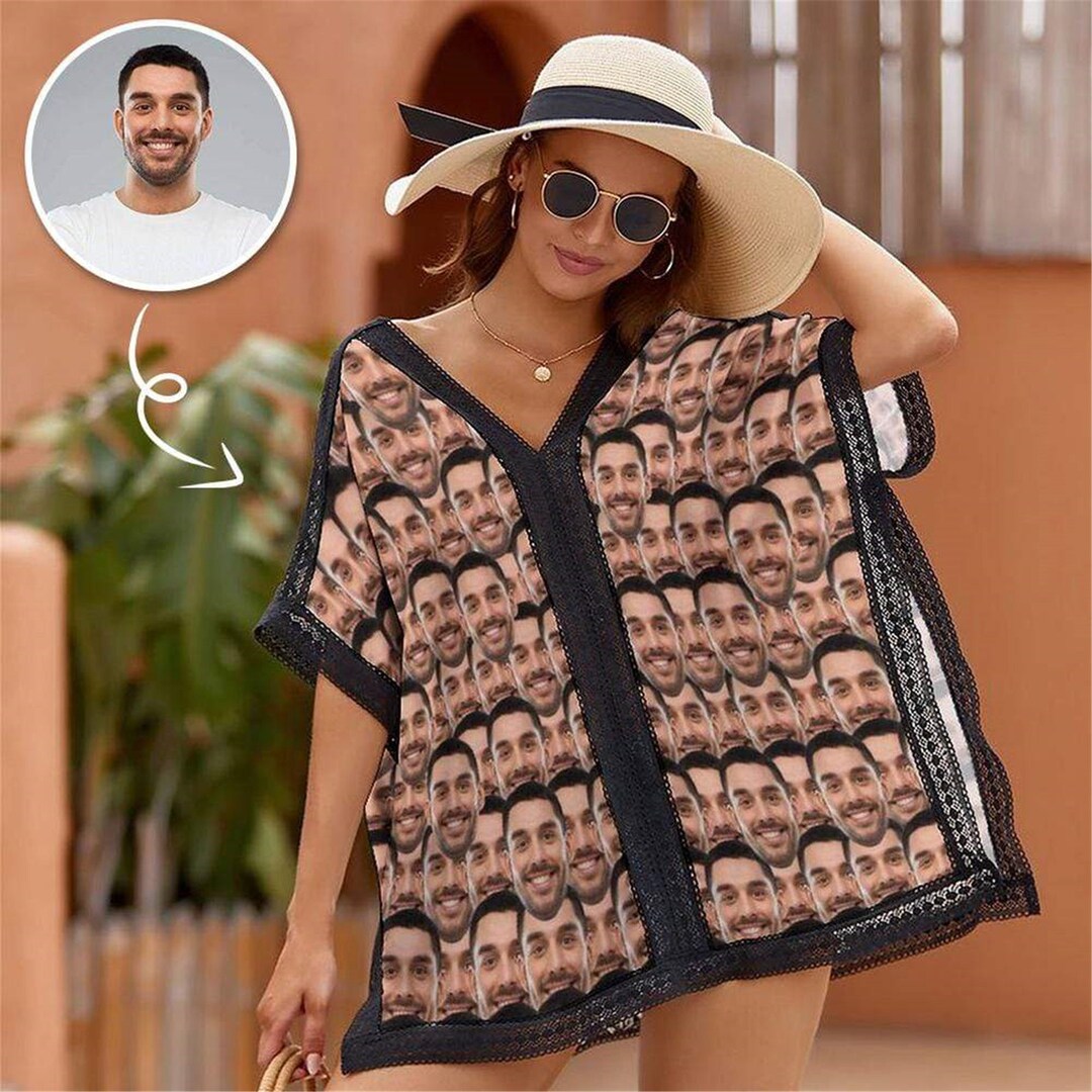 Custom Face Women's Bikini Swimsuit Cover Up, Personalized Funny Photo ...