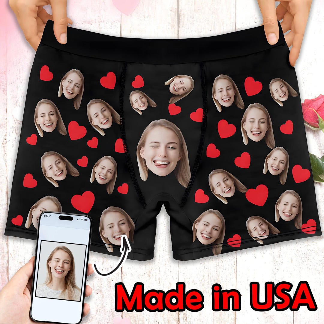 Personalized Face Boxers, Custom Underwear for Husband, Boyfriend Gifts ...