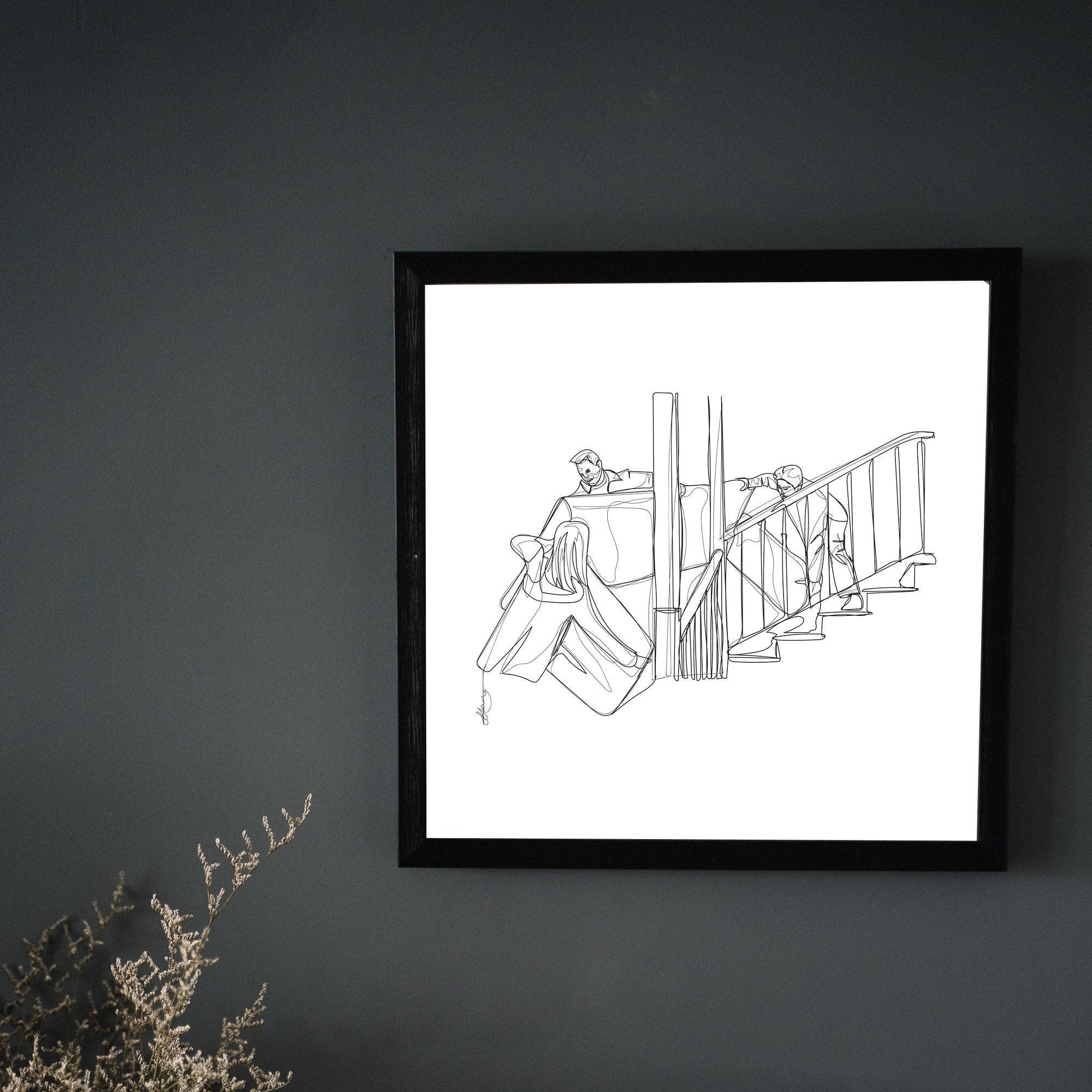 Friends Continuous Line Drawing Pivot Scene Print - Etsy