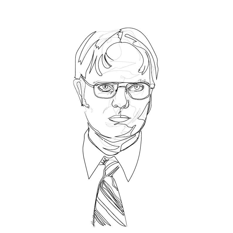 The Office US Dwight Shrute- Line Drawing Print - Etsy