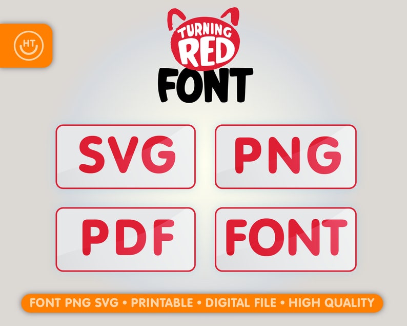 Turning Red Alphabet Logo Font SVG PNG CRICUT - Etsy Denmark