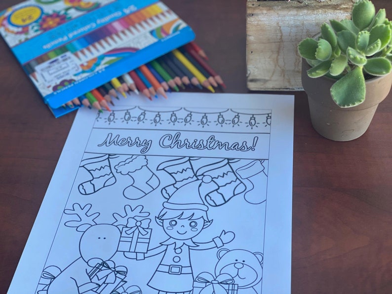 Merry Christmas Printable Christmas Coloring Page for Kids Holiday ...