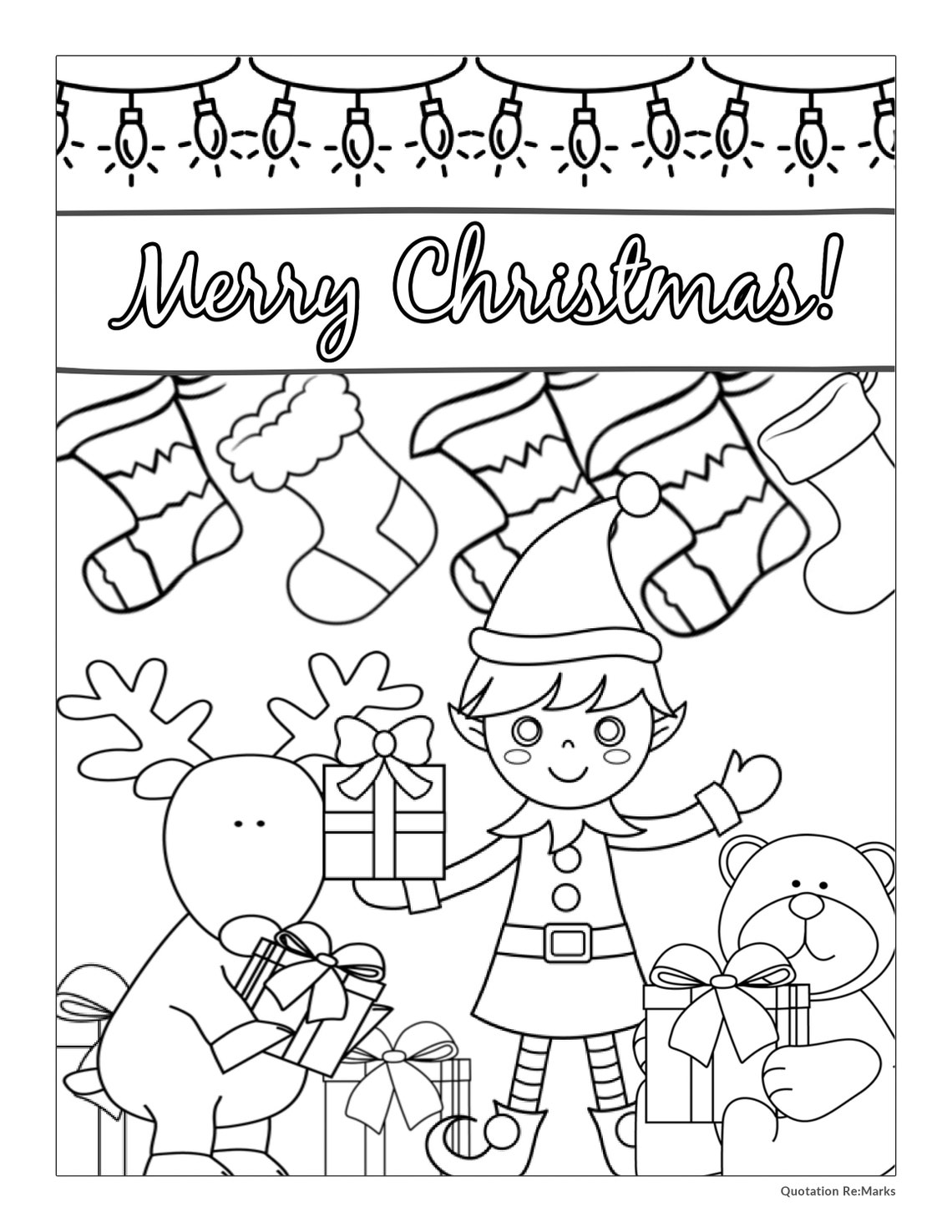 Merry Christmas Printable Christmas Coloring Page for Kids | Holiday ...