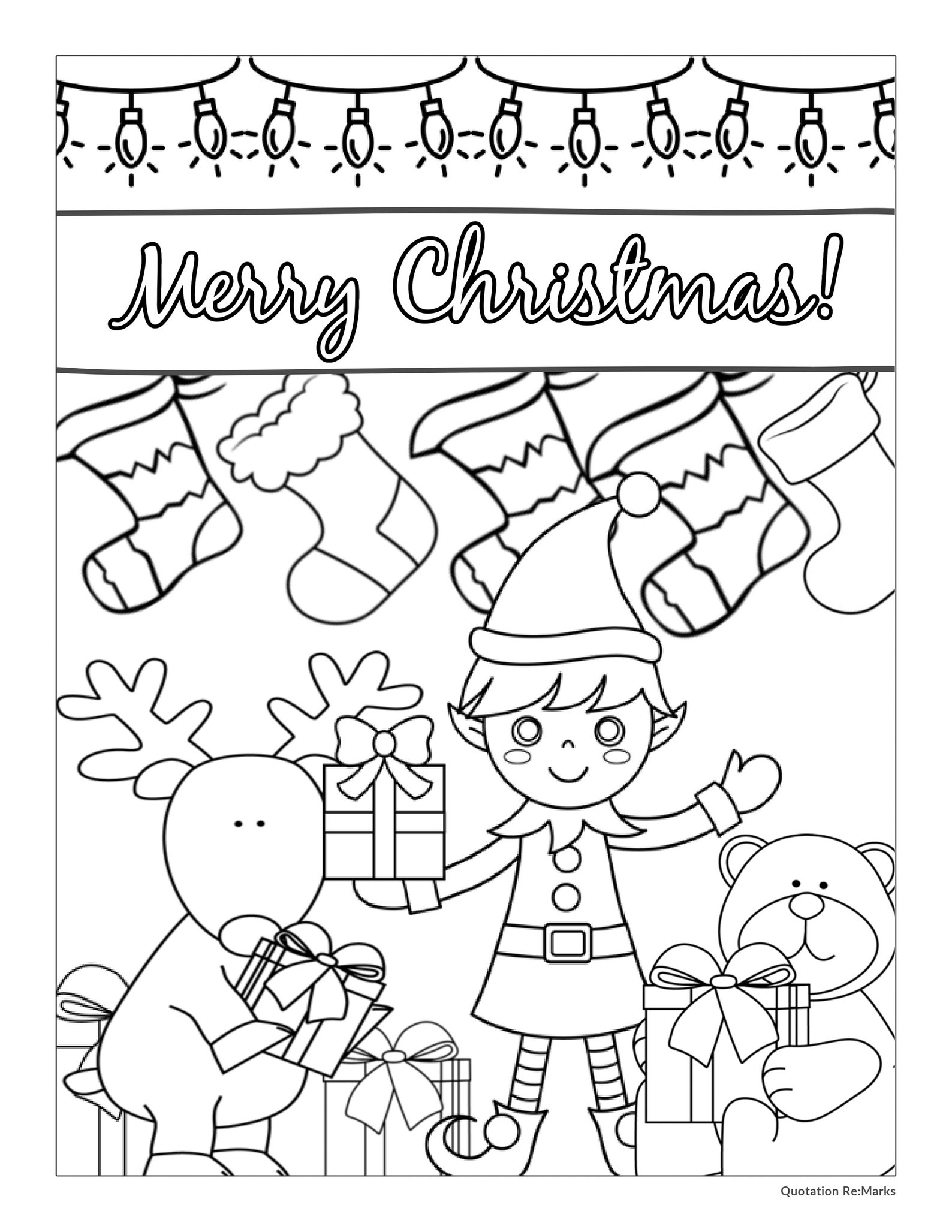 Merry Christmas Printable Christmas Coloring Page for Kids Holiday ...