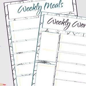 Colorable Weekly Meal and Workout Planner Printable, Weekly Menu ...