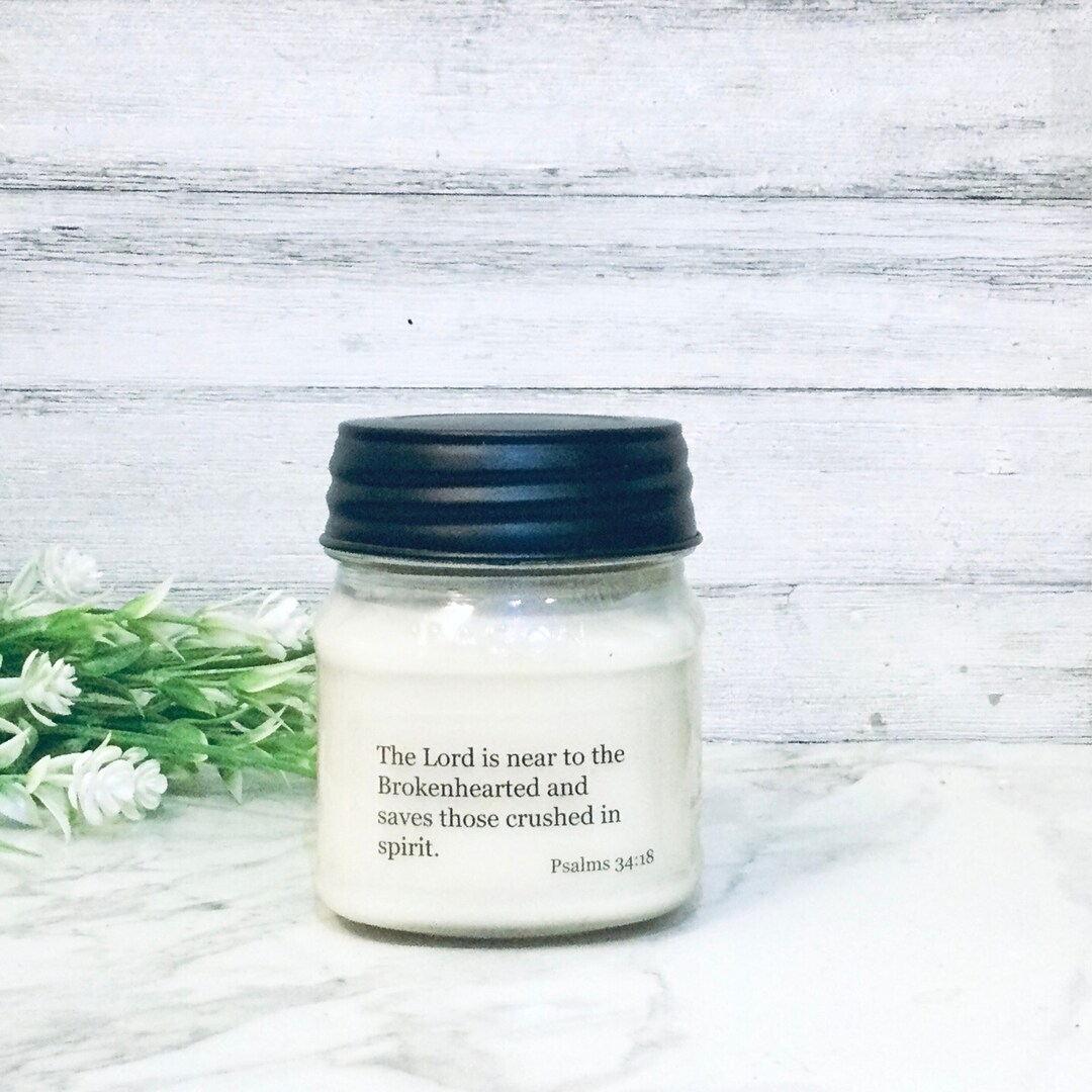 Psalms 34:18, Condolence Gift, Grief Candle Christian Gift, Christian ...