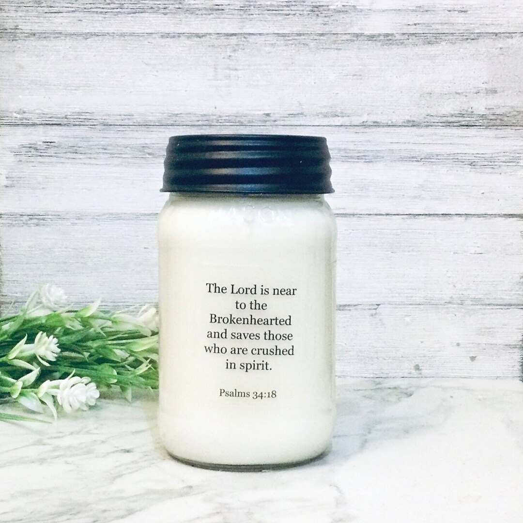 Psalms 34:18 Grief Candle, Condolence Gift, Prayer Candle, Christian ...