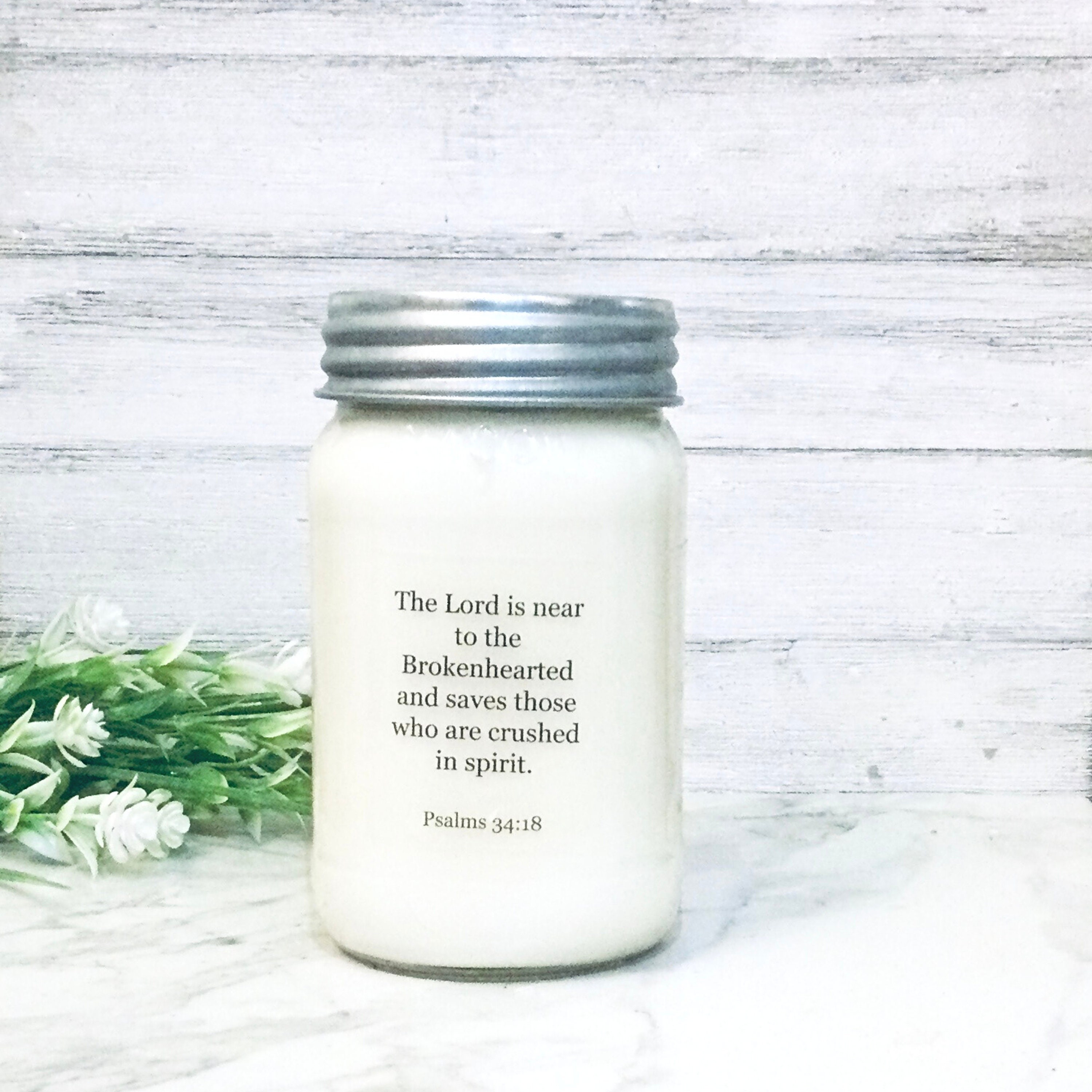 Psalms 34:18 Grief Candle, Condolence Gift, Prayer Candle, Christian ...
